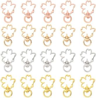 Frcolor Lot de 20 Porte-cl&eacute;s Pendentifs en Alliage Forme Fleur de Cerisier 4 Couleurs Accessoires DIY pour Paquet Cl&eacute;s et Cr&eacute;ative