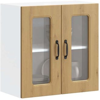 vidaXL Küchen-Hängeschrank mit Glastür Artisan-Eiche Holzwerkstoff - Vidaxl