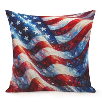 Generic Throw Pillow Covers Dynamischer Stil, Patriotische Amerikanische Flagge, Farben Rot, Wei&szlig; Und Blau, Farbverlauf &Uuml;berlappend Zierkissenbez&uuml;ge Kissenbez