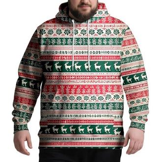 Generic Sweat &agrave; capuche de No&euml;l pour homme - Imprim&eacute; g&eacute;om&eacute;trique - Surdimensionn&eacute; - Pour lautomne et lhiver, Motif de No&euml;l &eacute;lan, 4XL