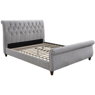Vente-Unique Lit 160 x 200 cm avec t&ecirc;te de lit capitonn&eacute;e - Gris - BALANSANO