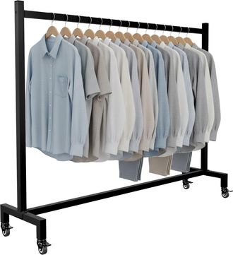 Clp Kleiderst&auml;nder auf Rollen Gisborne, stabiler Garderobenst&auml;nder mit Stahl-Gummir&auml;dern, ideal f&uuml;r Flur oder Schlafzimmer, Farbe:schwarz, Gr&ouml;&szlig;e:150x38x12