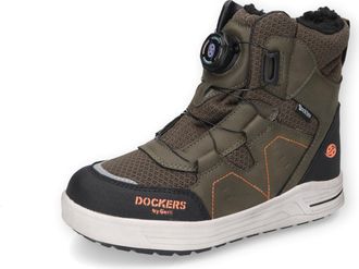 Dockers by Gerli Unisex - Erwachsene Combat Boots, Damen,Herren Stiefeletten,wasserabweisend,warm gefüttert,Stiefel,Bootee,Khaki,32 EU