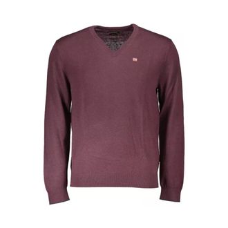 Napapijri Homme, Pulls, Rouge, Taille: XS Pull en Laine Rouge Col en V pour Homme