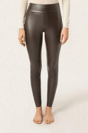 Calzedonia Thermohose In Lederoptik Braun