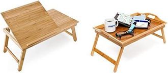 Relaxdays Laptoptisch aus Bambus HBT: 24 x 55 x 33 cm Beistelltisch, Natur & Betttablett Bambus H x B x T: ca. 25 x 52 x 33 cm Betttisch als Frühstückstablett o