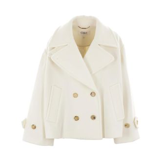Chlo&eacute; Manteau Oversize Crois&eacute; en Laine - Femme - Manteaux - Blanc - Taille: 38 FR
