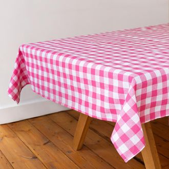 Talking Tables Stoff rosa Karierte Gingham Tischdecke aus recycelter Baumwolle rechteckig wiederverwendbar und waschbar Tischbedeckung für Außenessen Buffets Hochzei
