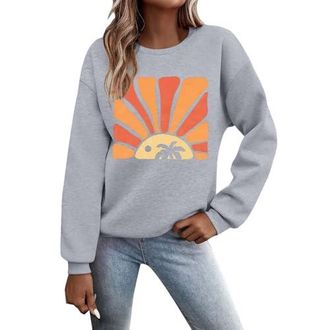 Generic 2026 Printemps 2024 Et Hiver Mode Sunrise Print Sweat &agrave; Capuche Femme, gris clair, XXL