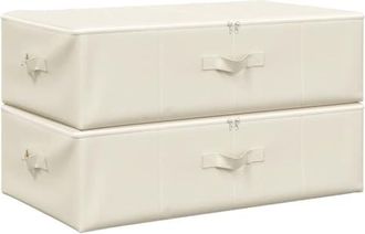 vidaXL 2x Boîtes de Rangement Coffres de Rangement Pliables Organisateurs Conteneurs Stockage Chambre Maison Intérieur Tissu 70x40x18 cm Crème