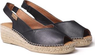 Toni Pons Keil-Espadrille aus Leder für Damen - BERNIA-P - Schwarz, 40 EU