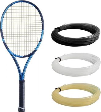 Babolat Pure Drive Tennisschläger - bespannt mit 16 g weißem Syn Gut bei mittlerer Spannung (11,4 cm Griff)