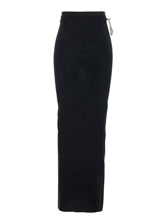 Rick Owens Womens Long Skirt Black Cotton