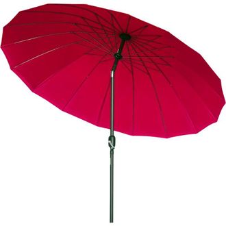 OUTSUNNY Parasol inclinable rond avec manivelle m&eacute;tal fibre de verre &Oslash; 2,55 m polyester haute densit&eacute; bordeaux