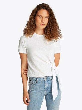 Tommy Hilfiger T-Shirt KNOT BOAT-NK SS TEE in asymmetrischer Form