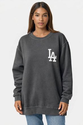 Worldclassca Longsweatshirt Worldclassca Oversized Sweatshirt LA Print Langarmshirt Pullover Neue Kollektion - Stilvolle und gem&uuml;tliche Casual Mode f&uuml;r Damen