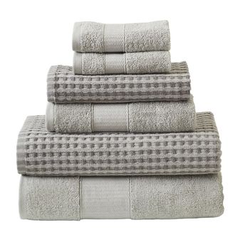 Modern Threads Amrapur Overseas 6-Piece Yarn Dyed Cobblestone Jacquard Towel Set, Silver