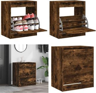 vidaXL Vidaxl - Schuhschrank R&auml;uchereiche 60x42x69 cm Holzwerkstoff - Schuhschrank - Schrank F&uuml;r Schuhe - Schuhregal - Garderobe - Holzwerkstoffm&ouml;bel - Home