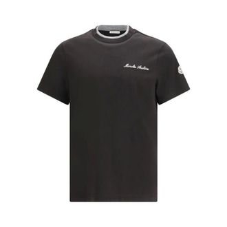 Moncler Homme, Tops, Noir, Taille: M Archive Embroidered Cotton T-Shirt