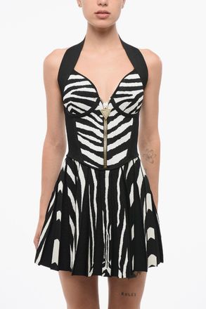 Balmain Halterneck Mini Dress in Animal Print Balmain
