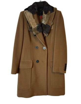 Max Mara Rabbit Collar Camel Coat Size S