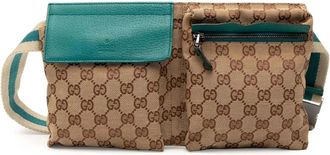 Gucci Bauchtaschen - GG Canvas Web Double Pocket Belt Bag - Gr. ONE SIZE - in Braun - f&uuml;r Damen