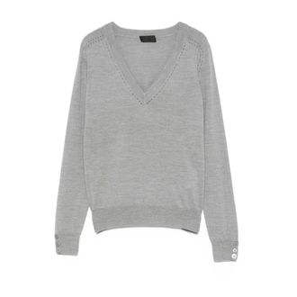 Liu Jo Femme, Pulls, Gris, Taille: 42 FR Pull col V en laine vierge