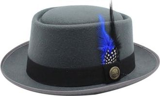 Generic 2026 Chapeau Fedora en laine unisexe style bavarois traditionnel avec plumes pour fête de la bière et fêtes en plein air, gris, Taille unique