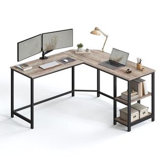 Vasagle Schreibtisch, L-förmiger Computertisch, 138 x 138 x 76 cm, Eckschreibtisch mit 2 Ablagen, platzsparender Bürotisch, Gaming, Homeoffice, einfacher Aufb