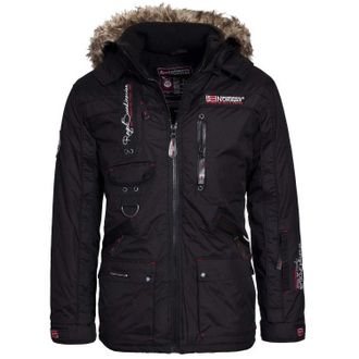 Geographical Norway Herren Winterjacke - Modell: Avoriaz- Mantel mit Fell Kapuze - Gef&uuml;tterter Warmer Anorak - Outdoor Kapuzenjacke Winter (XXL, Schwarz)