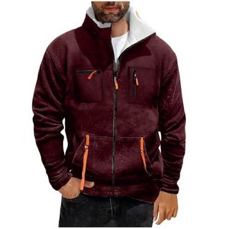 Generic Veste polaire pour homme avec fermeture éclair intégrale et manches longues - Col montant - Chaud et confortable - Avec poches - Pour le sport en plei
