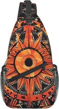Generic Sac &agrave; bandouli&egrave;re orange soleil et lune mandala sac &agrave; bandouli&egrave;re sac &agrave; dos de voyage sac &agrave; dos bandouli&egrave;re pour homme sac &agrave; dos de randonn&eacute;e sac &agrave; do