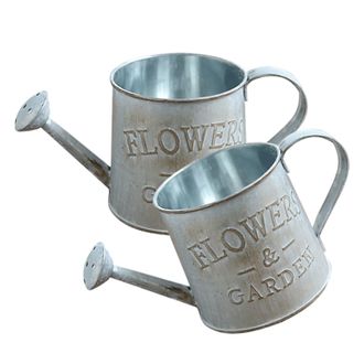 FOMIYES Retro Eisen Blumentopf 2 St&uuml;ck Rustikaler Pflanzk&uuml;bel mit Antikem Design als Dekoration f&uuml;r Innenr&auml;ume und Garten