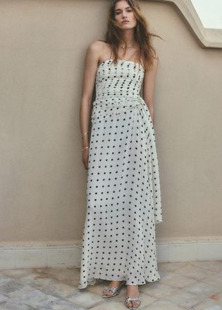 Mango Robe &agrave; pois &eacute;vas&eacute;e blanc cass&eacute; - Femme - XS - MANGO