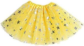 Generic Tutu de ballet pour filles en tulle souple avec imprim&eacute; &eacute;toiles, jupe pliss&eacute;e &eacute;vas&eacute;e et pliss&eacute;e, taille &eacute;lastique, jupon tendance, costume de danse po