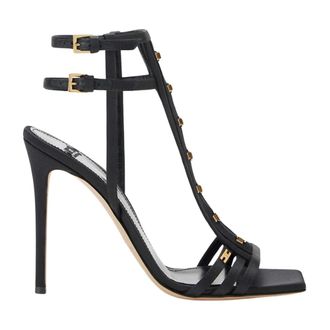 Elisabetta Franchi Femme, Chaussures, Noir, Taille: 37 1/2 EU Sandales en satin avec crochets