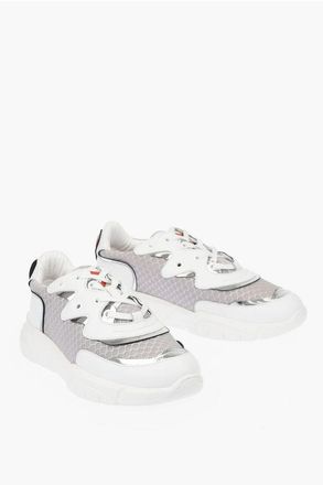 Moschino LOVE Leather and Fabric Sneakers RUNNING35 with Logoed Heart size 36