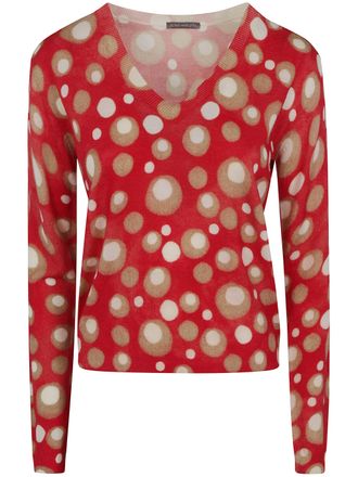 In Bed With You Sweater V Neck Polka Dots Print