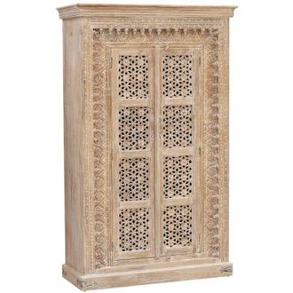 Les Tendances Armoire de salon ALAMBIA - Bois massif de manguier blanchi - 2 portes - 110cm