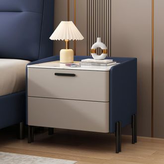 Generic Schlichte Nachttisch Aus Holz, Moderner Beistelltisch Mit 2 Schubladen, Bodenaufbewahrungsschrank Für Schlafzimmer Und Wohnzimmer(Sapphire,40cm)