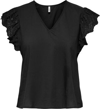Only Onllou Life Emb S/S Frill Top WVN