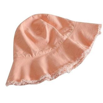 Generic Chapeau de p&ecirc;cheur d&eacute;t&eacute; pour femme avec visi&egrave;re d&eacute;contract&eacute;e - Chapeau de bassin garni - Chapeau pliable en tissu d&eacute;lav&eacute; - B&eacute;ret en cuir, rose, M