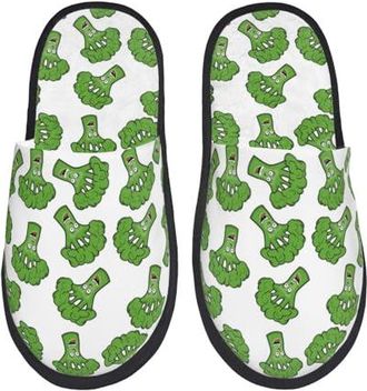 Generic Fourrure Pantoufles Brocoli Souriant Mignon Et Dr&ocirc;le Doux Slippers Portative Hiver Chausson Pour Homme Voyage Chambre L