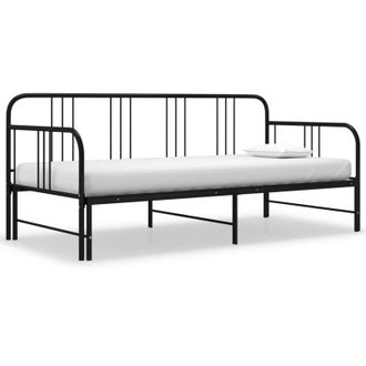 vidaXL Tagesbett Ausziehbar Schwarz Metall 90x200 cm Vidaxl