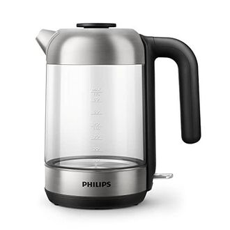 Philips 5000 Series Wasserkocher - 1,7L, Blaues Sensorlicht, 360°-Basis, Mikro-Sieb-Filter, Flaches Heizelement, Abnehmbarer Deckel, Schnelles Aufkochen, Ener
