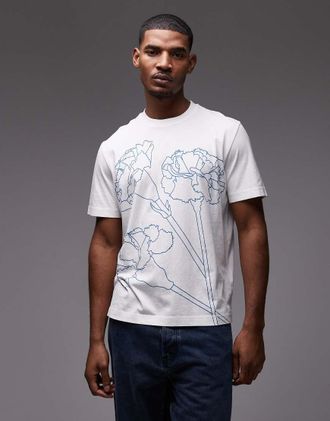 Paul Smith T-Shirt in Wei&szlig; mit floralem Linienzeichnungs-Print