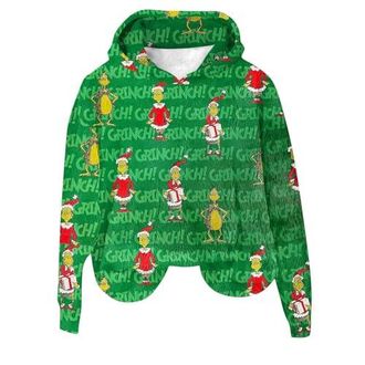 Generic Le Grinch Sweat A Capuche Femme Vêtements Hiver Christmas Sweet Pulls Plaid The Oversize Pull Costume De Adulte Chaud Vetement Deguisement Sweatshirts