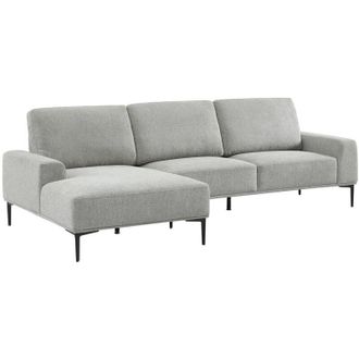 Sweeek Sweeek - Canap&eacute; 3 places angle gauche en tissu et structure / pi&egrave;tement m&eacute;tal noir Polyester Gris clair