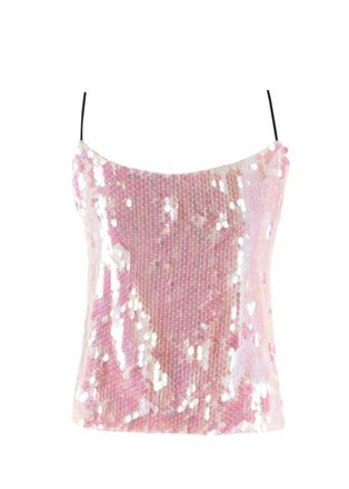 Sandy Liang Pink Sequin Cami Top Size S