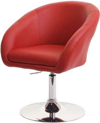 Hhg Neuwertig] Esszimmerstuhl HHG 247, Küchenstuhl Stuhl Drehstuhl Loungesessel, drehbar höhenverstellbar Kunstleder rot